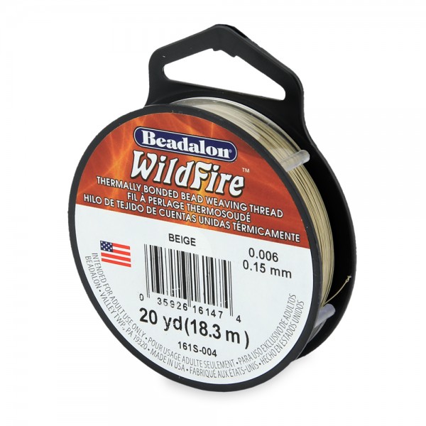 .006" (0.15mm) 10lb Wildfire Beading Thread - Beige - 20yd (18m) | Micro...