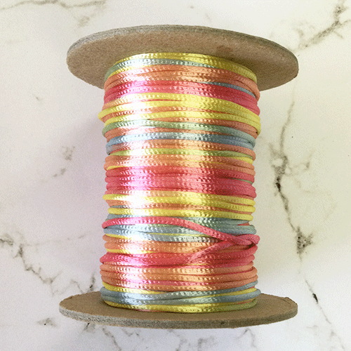 2mm Satin Rattail Cord - Pastel Multi - Per 5 metres | Satin Rattail ...