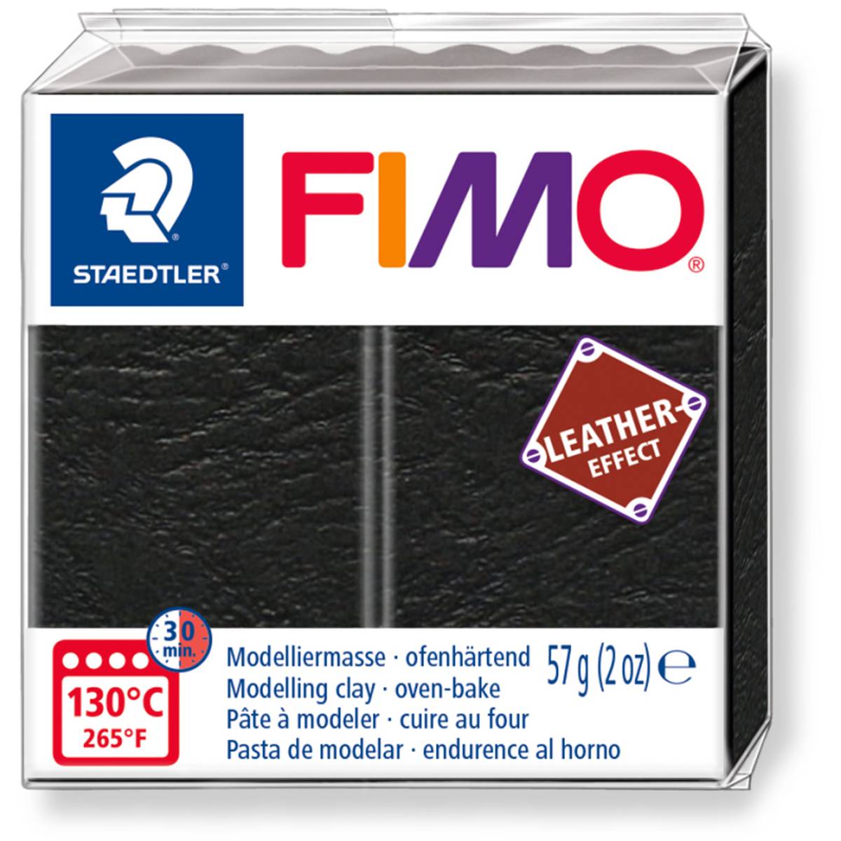 Fimo Leather Effect Polymer Clay - Black - 57gm | Fimo Leather Effect ...