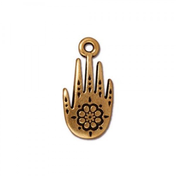 19mm TierraCast Henna Hand Drops - Antique 22K Gold Plated - Pack of 2 ...