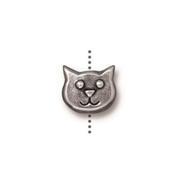 8x6mm TierraCast Cat Face Bead - Antique Pewter - Pack of 2 | Base ...