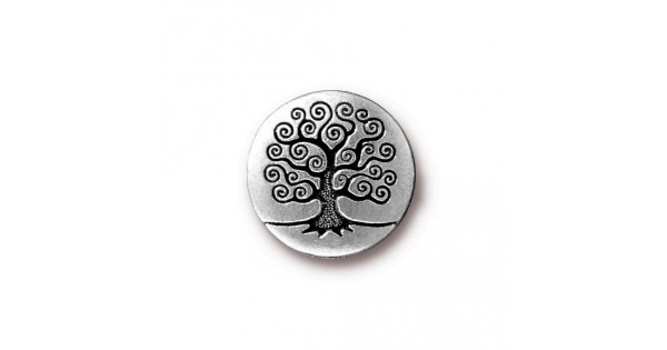 16mm TierraCast Tree of Life Button - Antique Fine Silver Plated - Each ...