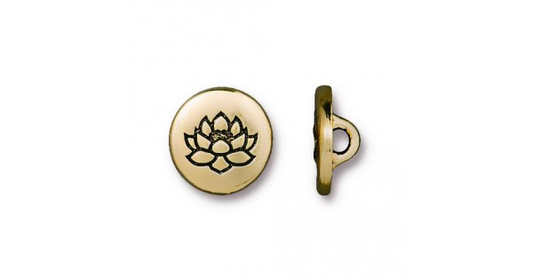 12mm TierraCast Small Lotus Buttons - Antique Gold - Pack of 2 ...