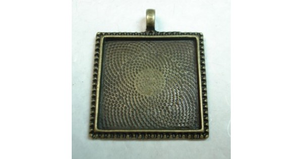 30mm (25mm ID) Ant Bronze Square Beaded Bezel Frame - Pack of 2 ...