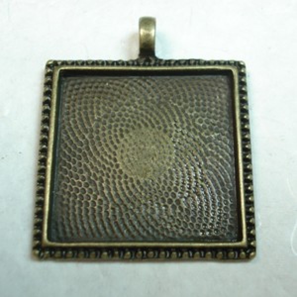30mm (25mm ID) Ant Bronze Square Beaded Bezel Frame - Pack of 2 ...