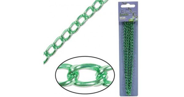 9.3x5.3mm Aluminium Chain - Kelly Green - 36" | Aluminium Chains | Over ...