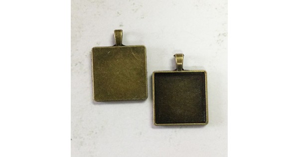 25mm ID Antique Bronze Square Bezel Pendant Setting | BASEMETAL BEZELS ...