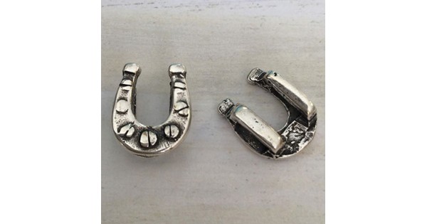 10x12mm (5x2mm ID) Antique Silver Horseshoe Flat Leather Slider - Each ...