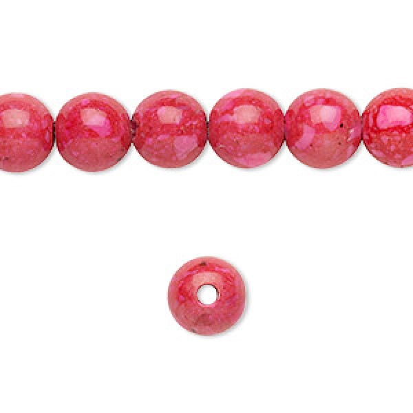 8mm Beet Red Riverstone Quartz Large 2mm Hole Gemstone Beads | Gemstone ...