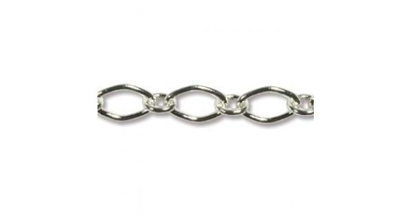 7x5mm Silver Plated Long + Short Cable Soldered Link Chain - Per 30cm ...