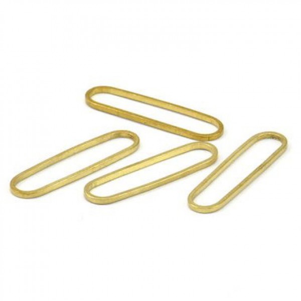 25x6x1mm Raw Brass Oval Link Connectors - Pack of 6 | Geometric + Ring ...