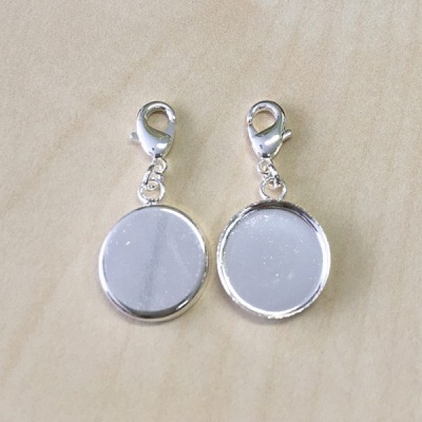 15mm Silver Plated 2mm Deep Bezel Cups w-Lobster Clasp - Pack of 4 ...