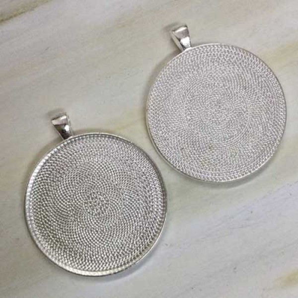 40mm ID Silver Plated Round Pendant Bezel Tray - Each | Bezels + Frames ...