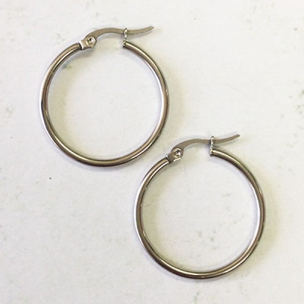 30x2mm 304 Stainless Steel Euro Hoop Earrings | Base Metal Earring ...