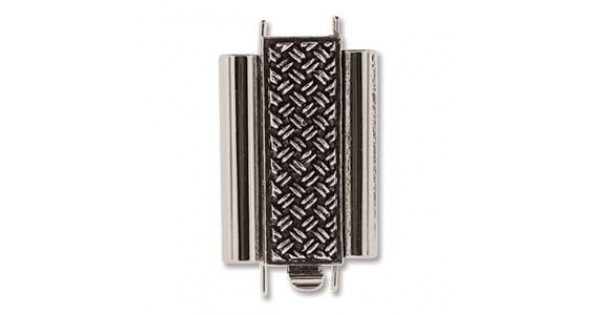 10x18mm Ant Silver Beadslide Cross Hatch Clasp - Each | Beadslide ...