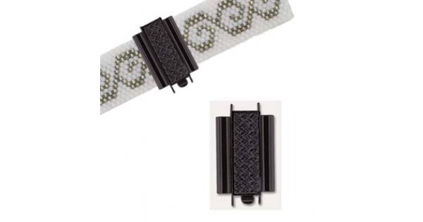 10x18mm Black Beadslide Cross Hatch Clasp - Each | Beadslide Clasps ...