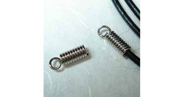 1.9mm (ID) Nickel Plated Coil End caps for Cord w/Loop - Pack of 20 ...