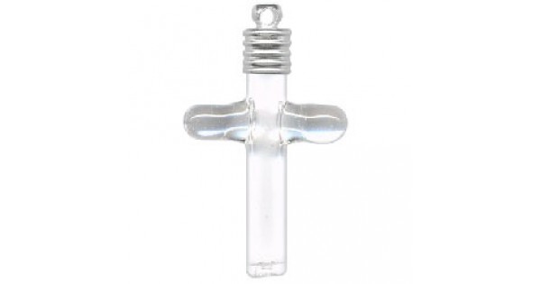 41x20mm Clear Glass Cross Vial with Loop - Each | Glass Vials | Over ...