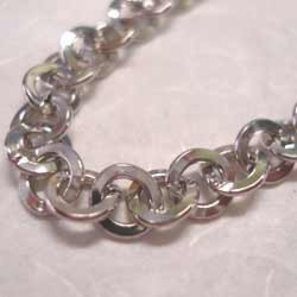 6mm Imitation Rhodium Silver Plated Flat Round Link Cable Chain | Base ...