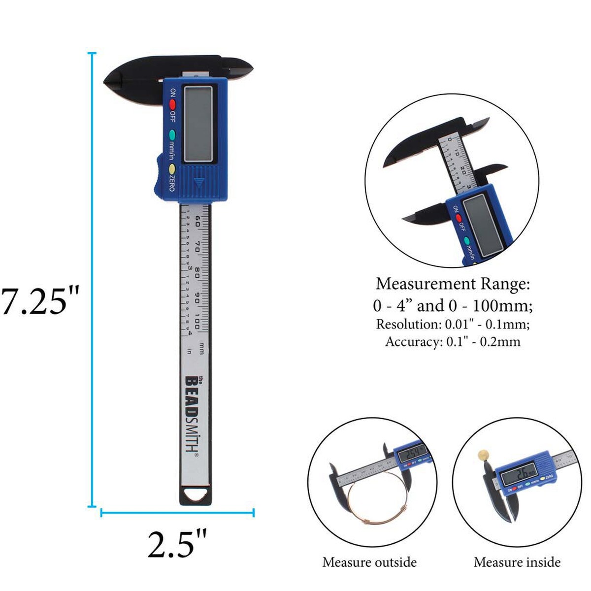 Beadsmith Digital Callipers - 100mm | Mandrels + Sizers | Over the Rainbow