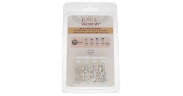 Beadsmith Basic Elements - Silver Plated Crimp Tube Assortment - 600pc | Base...
