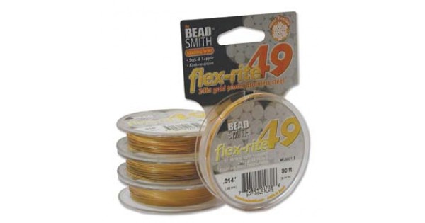 .014" 49st 24Kt Gold Plated Flexrite Beading Wire - 30ft | Flex Rite Bea...