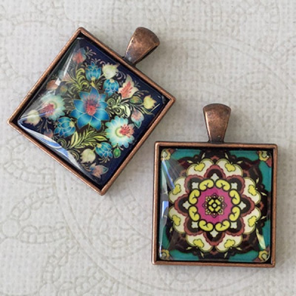 25mm ID Antique Copper Square Bezel Pendant Setting | BASEMETAL BEZELS ...