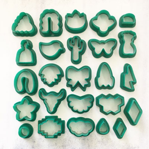 25pc Set of Polymer Clay Earring Drop Cutters - Green - 13mm-35mm ...