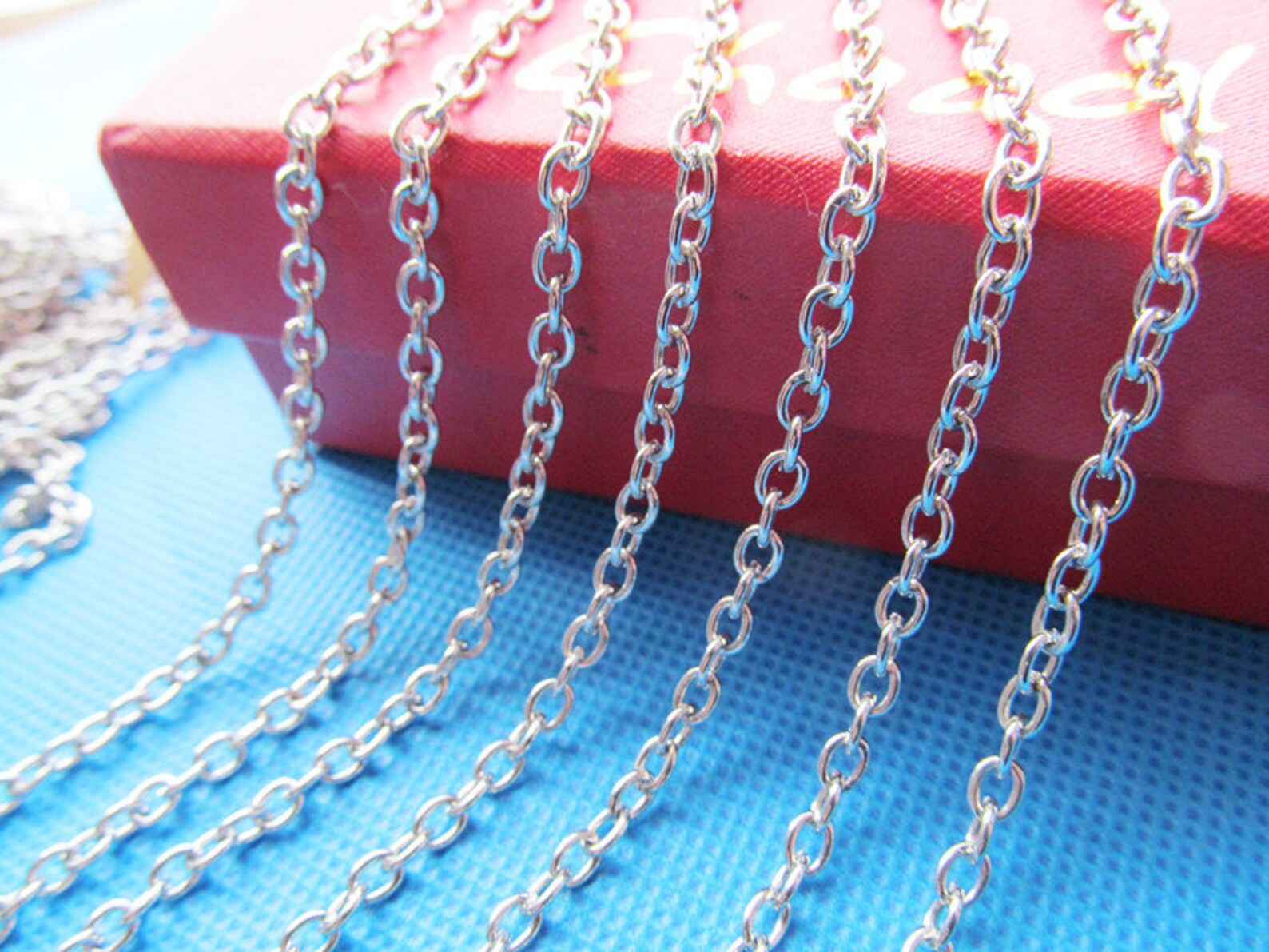 24" (60cm) 3x4mm Link Silver Colour Plated Necklace Chains - Each | Neck...