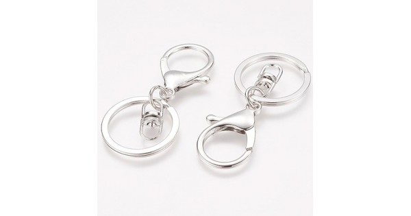 68mm Platinum Silver Col Plated Swivel Clasp Clip with Keyring - Pack ...