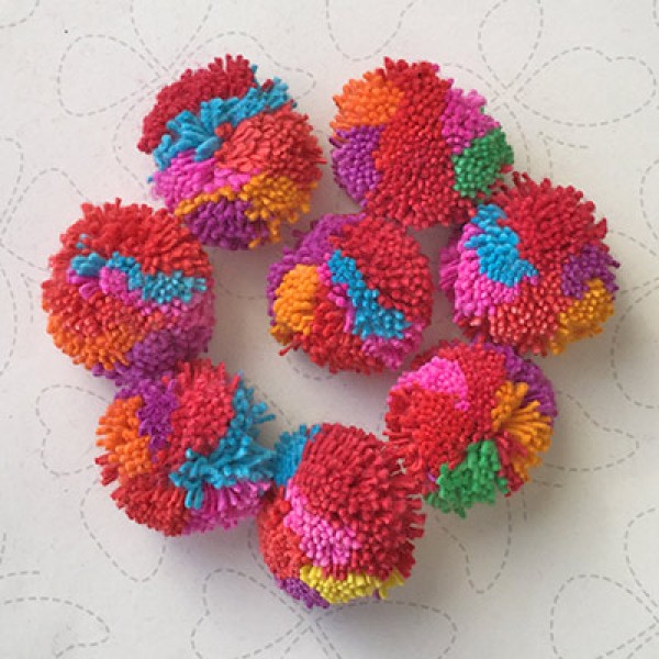 20mm Handmade Cotton Pom-Poms - Multi-Coloured - Pack of 10 | Pom Poms ...
