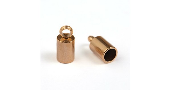 3mm ID Gold 304 Stainless Steel Cord End Caps w-Loops - Per Pair | Base ...