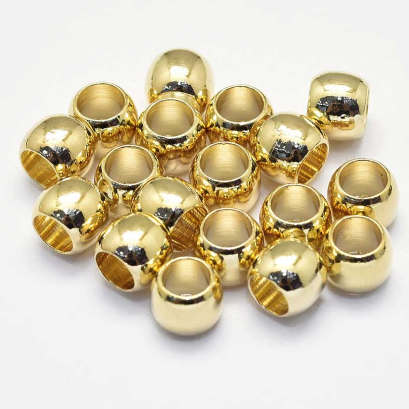 6x5mm (4mm hole size) Thickly Plated Large 4mm Hole 18K Gold Plated ...