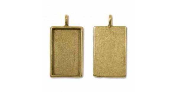 29x18mm Nunn Design Antique Gold Rectangle Pendant Bezel | Bezels ...