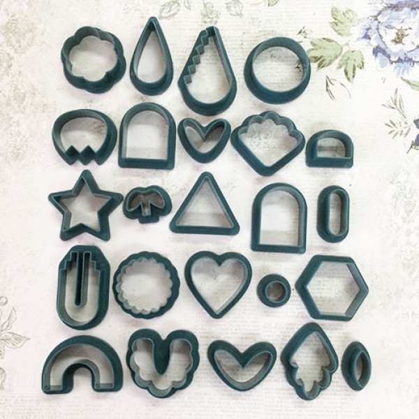 24pc Set of Polymer Clay Earring Drop Cutters - Teal Blue - 12mm-35mm ...
