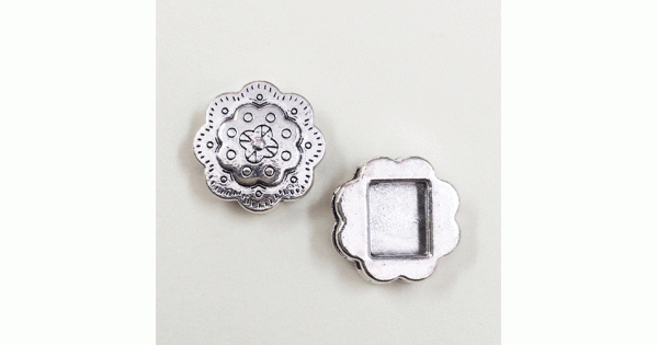 17mm (ID13x2mm) Ant Silver Round Concho Slider for Flat Leather - Each ...