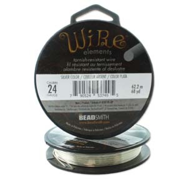 24ga Beadsmith Tarnish Resistant Medium Temper Wire - Silver Color - 1 ...