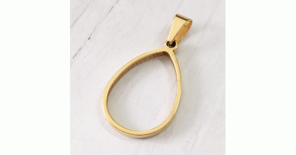 18x25mm ID Gold Plated Stainless Steel Teardrop Open Bezel Pendant ...