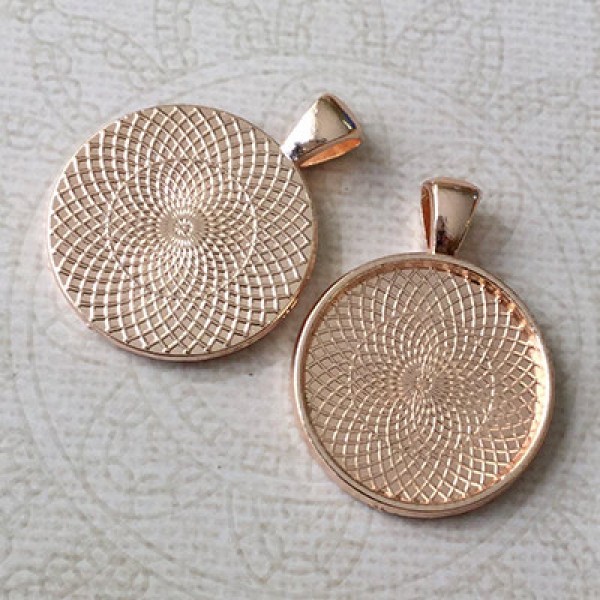 25mm ID Rose Gold Plated Round Bezel Pendant Setting | Bezels + Frames ...