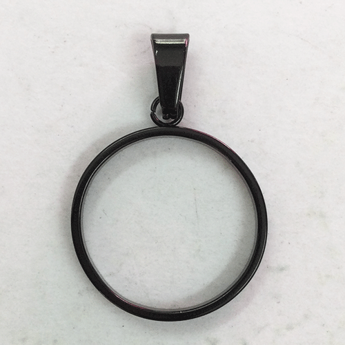 18mm ID Black Plated Stainless Steel Round Open Bezel Pendant Setting ...