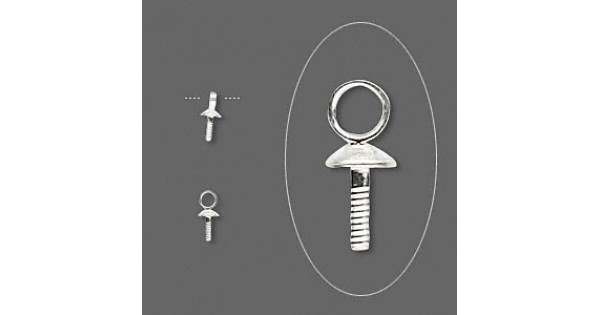 Small 7x3mm Silver Plated Screw Eye with Peg - Pack of 10 | Base Metal ...