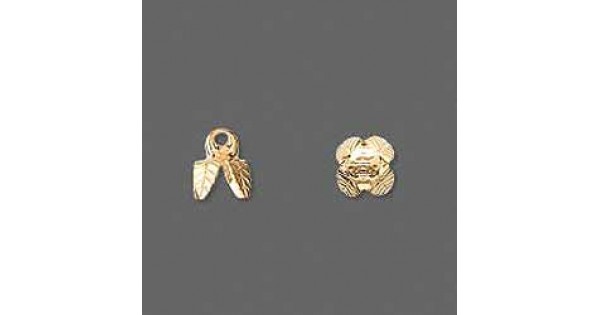 6x5mm Small-Medium Leaf Bell Cap - 4 Prong - Gold Plated - Pack of 20 ...