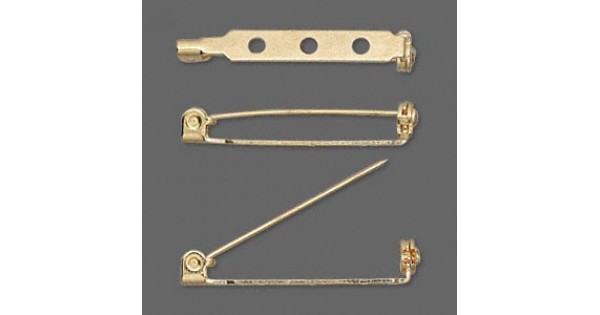1.25" (30mm) Gold Plated Steel Locking Bar Pinbacks - Pack of 5 | Brooc...