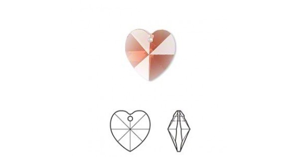 10mm Swarovski Crystal Heart Drops - Padparadscha - Pack of 2 | Crystal ...