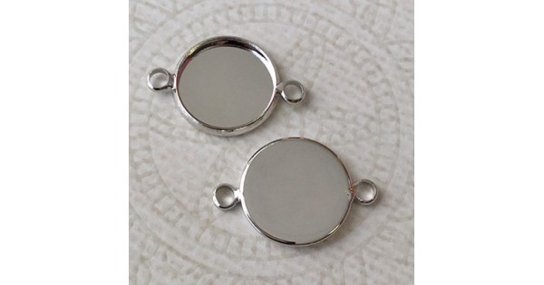 12mm ID Round Rhodium Silver Colour Plated 2-Loop Bezel Link ...