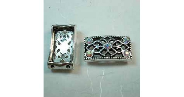 20x15mm Silver Swarovski Crystal Sliders - Crystal AB - Pack of 10 ...