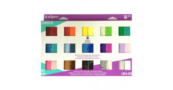 Sculpey III Polymer Clay - Sampler Pack - 30 x 1oz Bars | Polymer Clay ...