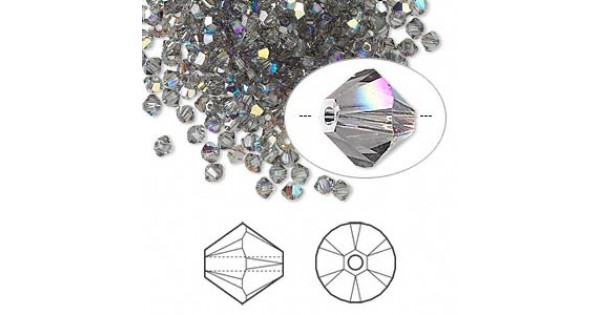 5mm Swarovski Crystal Bicones - Black Diamond AB | Swarovski + Eu ...