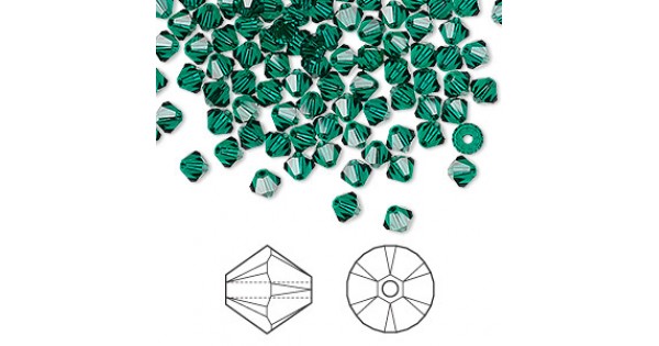 4mm Crystal Passions® Faceted Bicones - Emerald | Swarovski + Eu ...