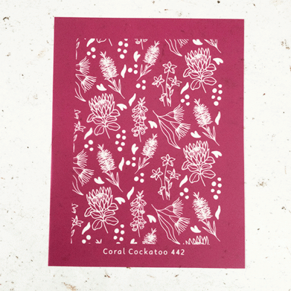 9x12cm Coral Cockatoo Silk Screen Sheet - Ditsy Australian Botanicals ...